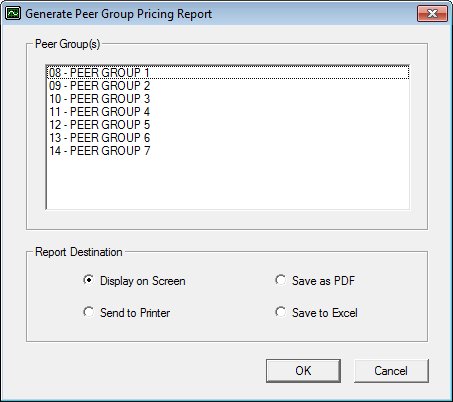 Generate Peer Group Pricing Report